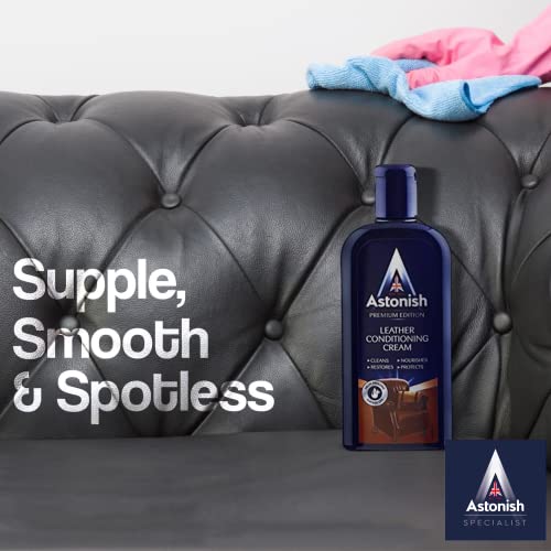 Astonish Specialist Leather Conditioning Cream For Leather Goods, Furniture, Car Seats, Boots & Bags - Conditioner Deep Cleans, Nourishes, Protects & Restores To Prevent Cracking & Drying,250ml Bottle