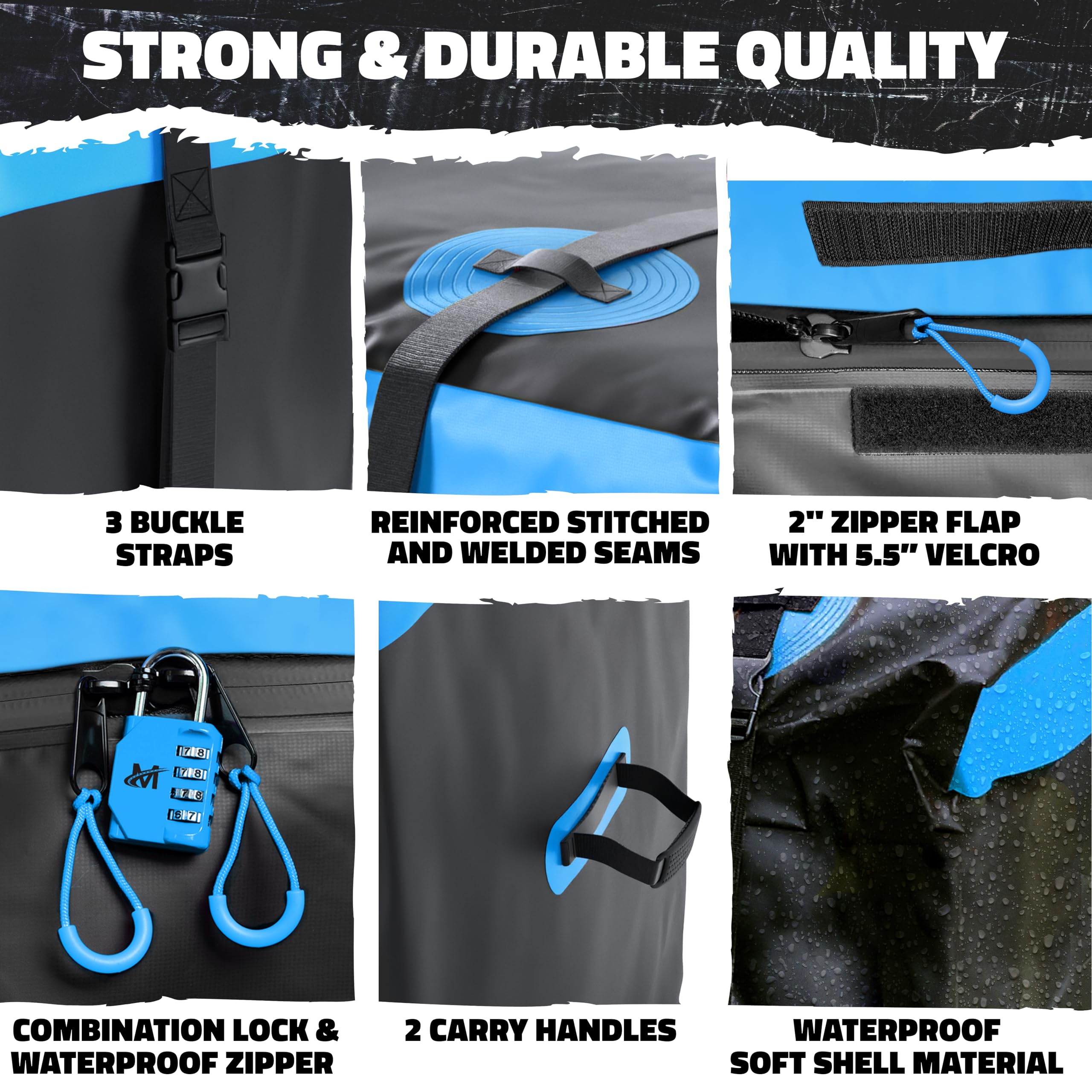 Mockins 25 Cu.Ft. Large Trailer Hitch Cargo Carrier Bag | 60"x24"x31" Soft-Shell Vinyl Cargo Bag for Hitch Carrier | Weatherproof Car Storage Bag | Waterproof Truck Bed Storage Set w/Accessories