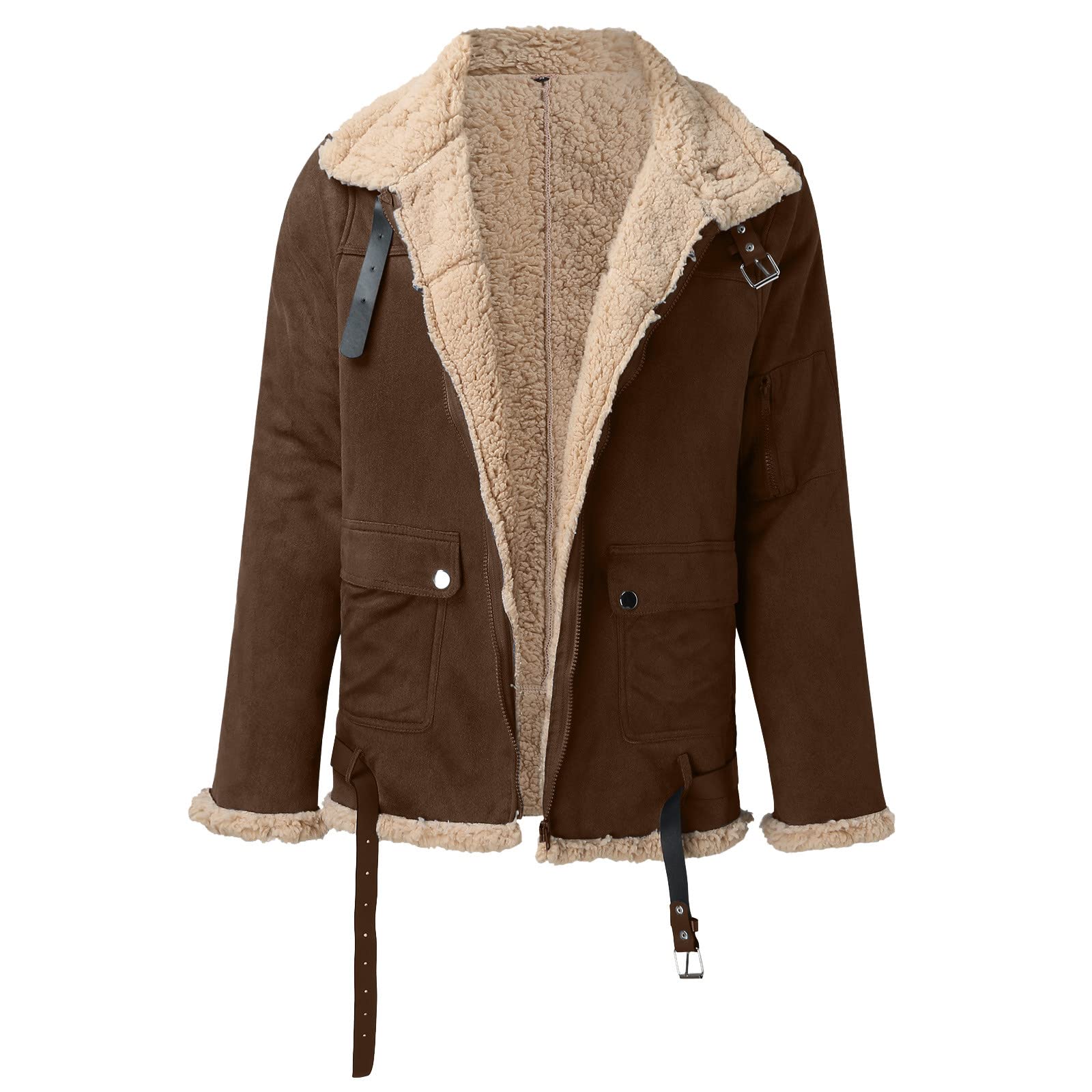 ADUWOAN Jackets for Men Leather Jackets for Men Men's Trench & Rain Coats Sherpa Jacket Chamarras Para Hombre Mens Black Jacket Wool Coat Men