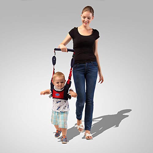 Baby Walker Toddler Walking Harness, Full Adjustable Breathable Baby Walking Helper, Functional Safety Stand Up and Walking Belt for Newborn(7-24months) (Red & Blue)