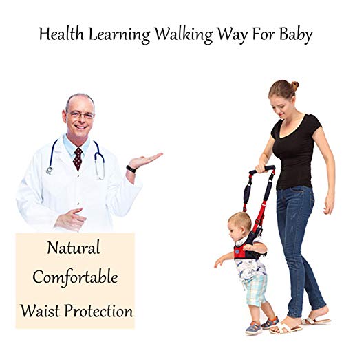 Baby Walker Toddler Walking Harness, Full Adjustable Breathable Baby Walking Helper, Functional Safety Stand Up and Walking Belt for Newborn(7-24months) (Red & Blue)