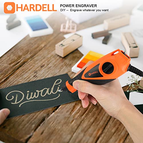 HARDELL Engraver,5 Speed Etching Power Tool Equipped with Soft Rubber Handle and Tungsten Carbide Steel Bits,Mini Multi-Function Engraver for Tile,Metal,Stone,Wood,Leather,Glass,PVC Pipe,DIY Crafts