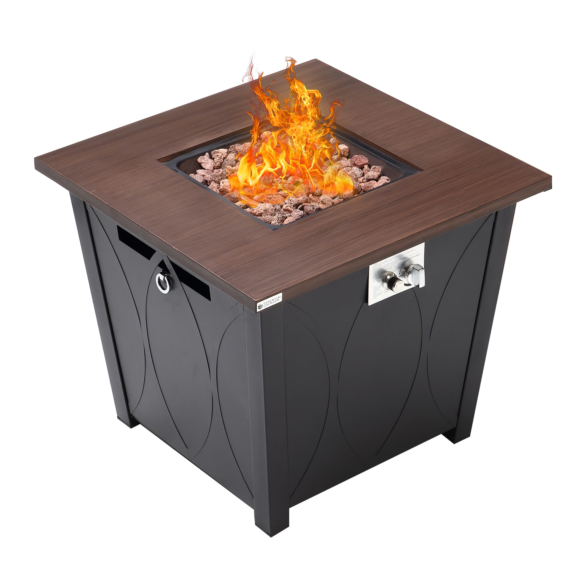 Fylbinye 28 Inch Propane Fire Pit Table, Outdoor Gas Fire Pit, 50,000 BTU Auto-Ignition Square Gas Firepit Table with Lid, Ceramic Tabletop Steel Base Fire Stones Water-Resistant Cover for Patio