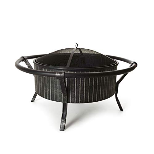 Amazon Basics Round Fire Pit - 39-Inch, Brushed Pewter