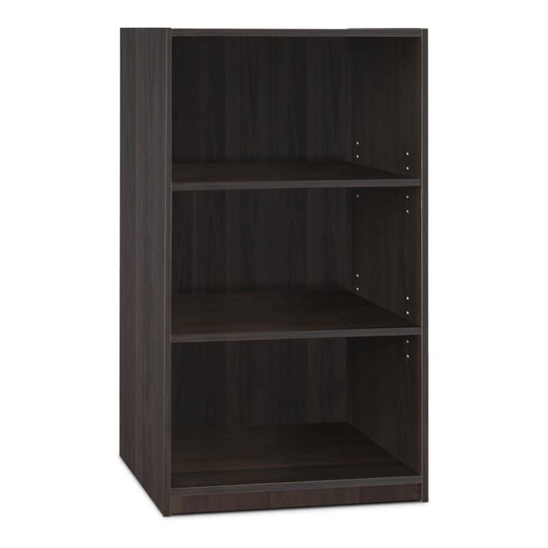 Furinno Jaya Simple Home 3-Tier Adjustable Shelf Bookcase, Espresso & Simplistic Set of 2 End Table, Espresso/Black