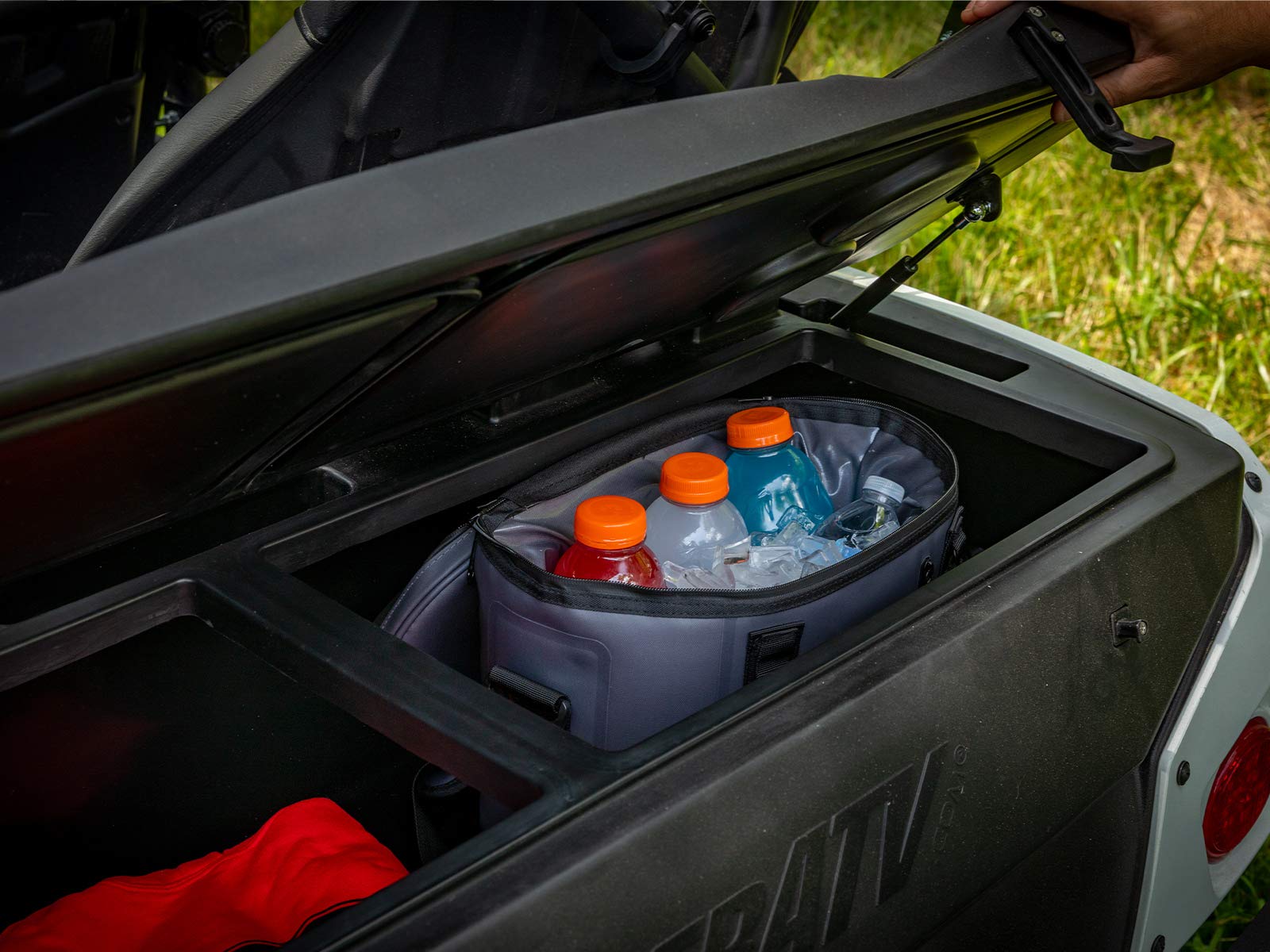 SuperATV UTV Rear Cargo Box for 2012+ Kawasaki Teryx 4 - Heavy Duty Rear UTV Box with Rubber Seal and High Strength Latches | Built-in Cup Holders | Easy Installation | 67 Quart Storage Capacity
