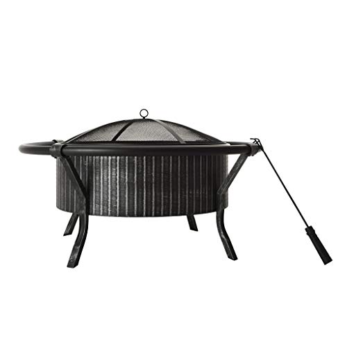 Amazon Basics Round Fire Pit - 39-Inch, Brushed Pewter
