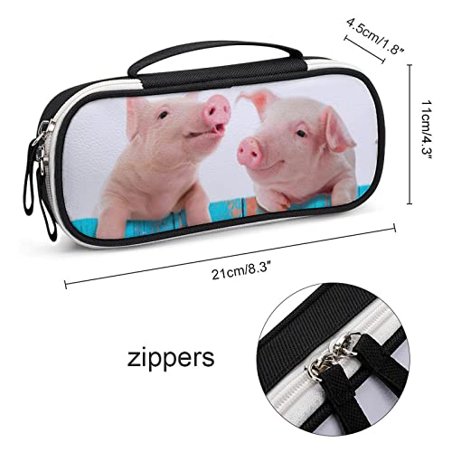 Funny Pig Printed Pencil Case Bag Stationery Pouch with Handle Portable Makeup Bag Desk Organizer