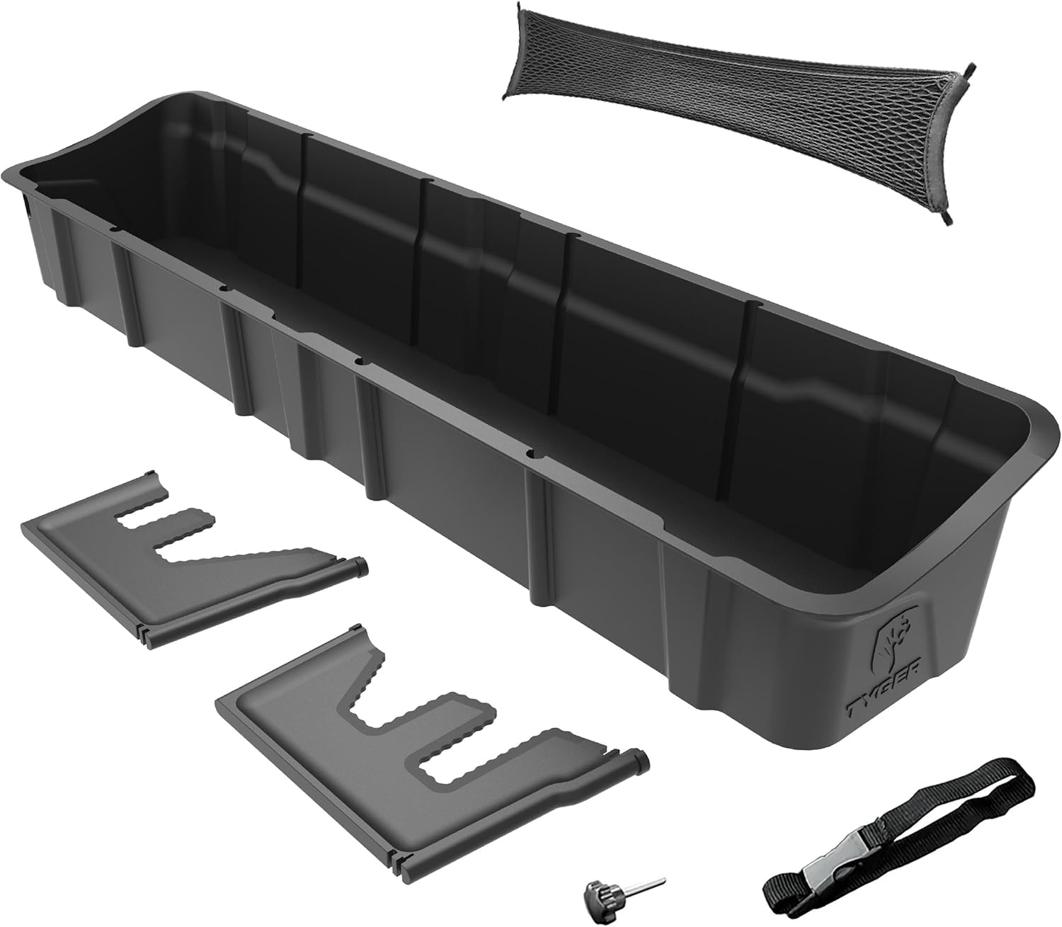Tyger Auto Rear Underseat Storage Box TG-CB5F2228 Compatible with 2015-2024 Ford F-150; 2017-2023 F-250/F-350/F-450/F-550 Super Duty | Crew Cab | Black Organizer