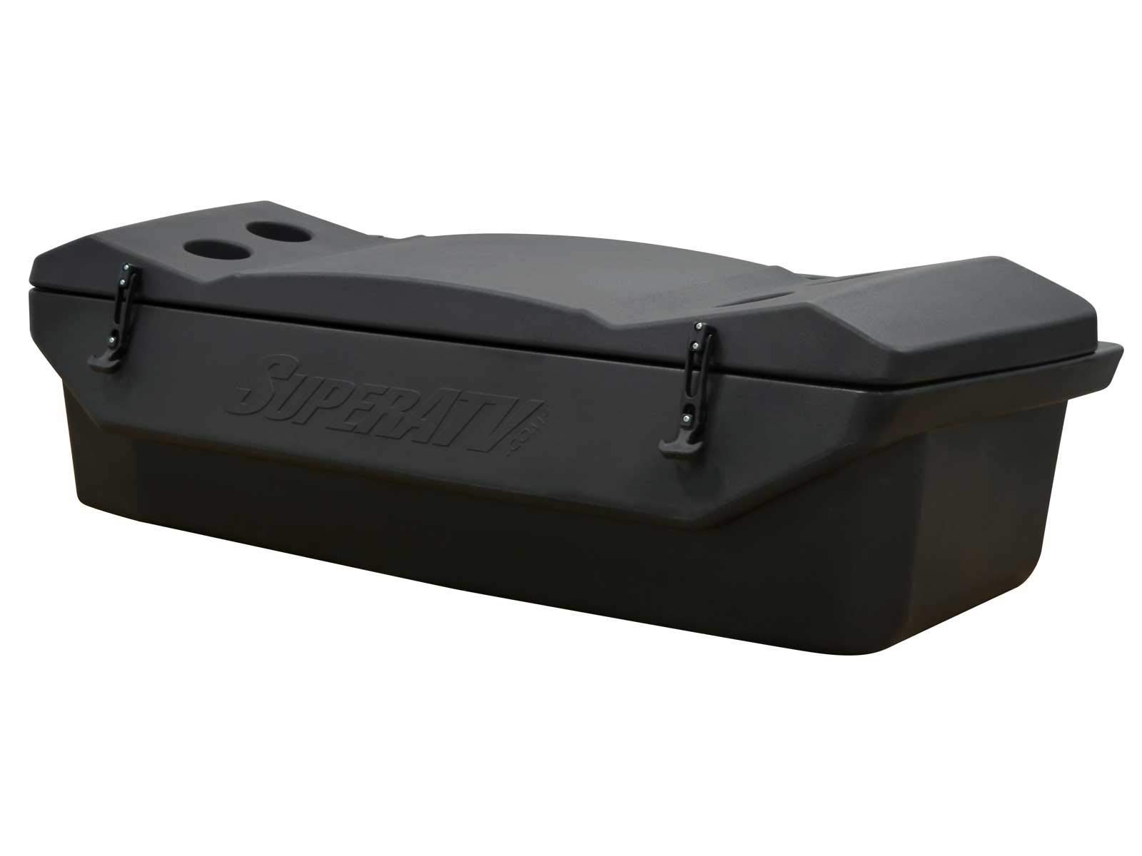 SuperATV UTV Rear Cargo Box for 2012+ Kawasaki Teryx 4 - Heavy Duty Rear UTV Box with Rubber Seal and High Strength Latches | Built-in Cup Holders | Easy Installation | 67 Quart Storage Capacity