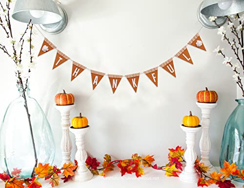 Felt Pumpkin Pie Thankful Banner - Thanksgiving Decorations, Pumpkin Spice Garland, Thankful Banner for Mantle, Fall decorations for home