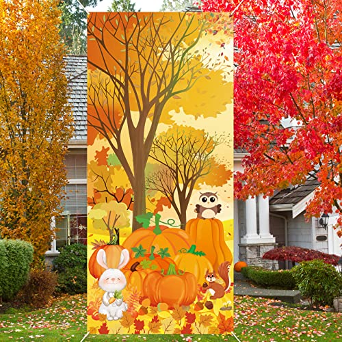 Fall Door Cover Thanksgiving Door Decoration Autumn Banner Harvest Backdrop 78 x 35.4 Inches