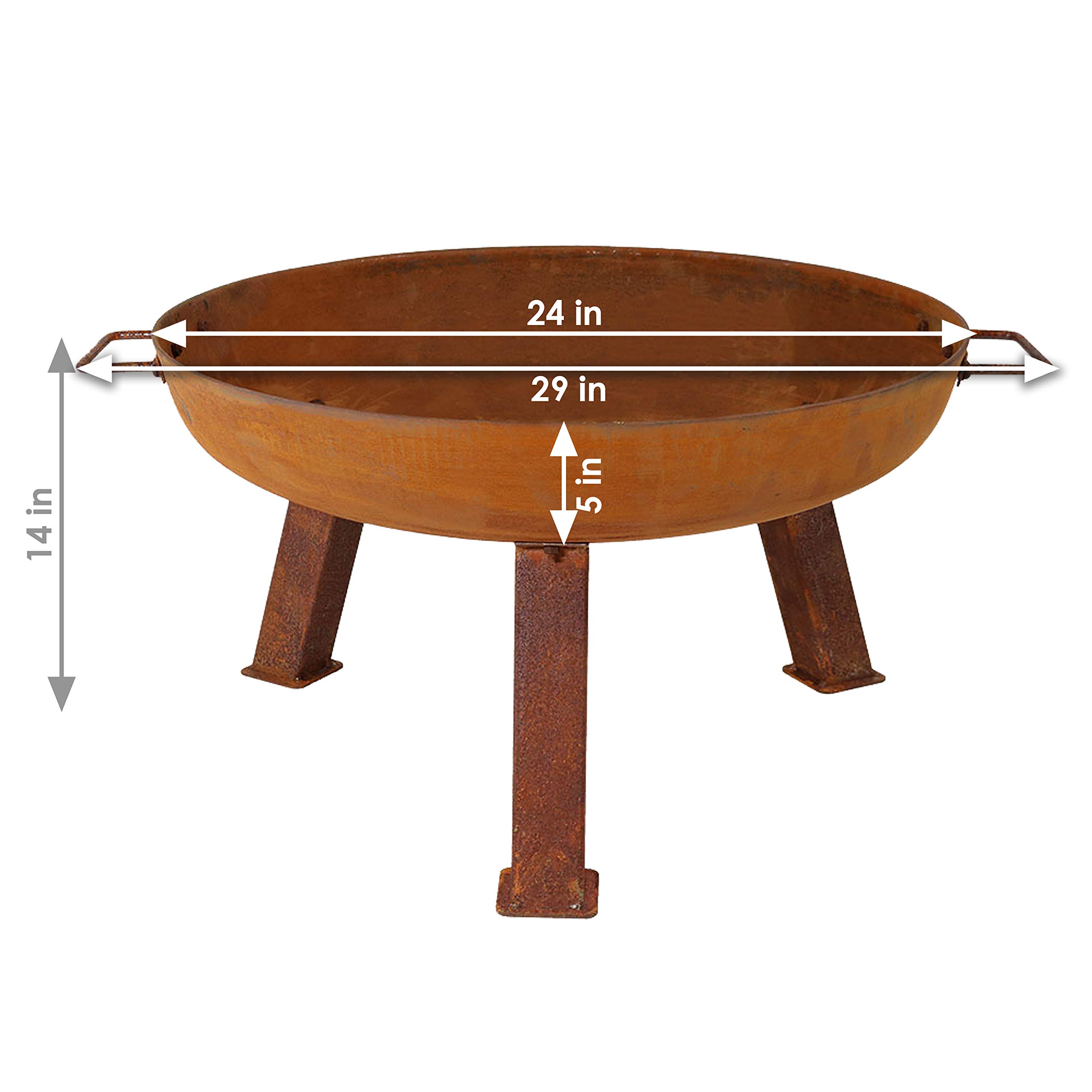 Sunnydaze 24-Inch Cast Iron Heavy-Duty Fire Pit for Outside - Wood-Burning Outdoor Fire Pit Bowl with Handles - Oxidized Finish