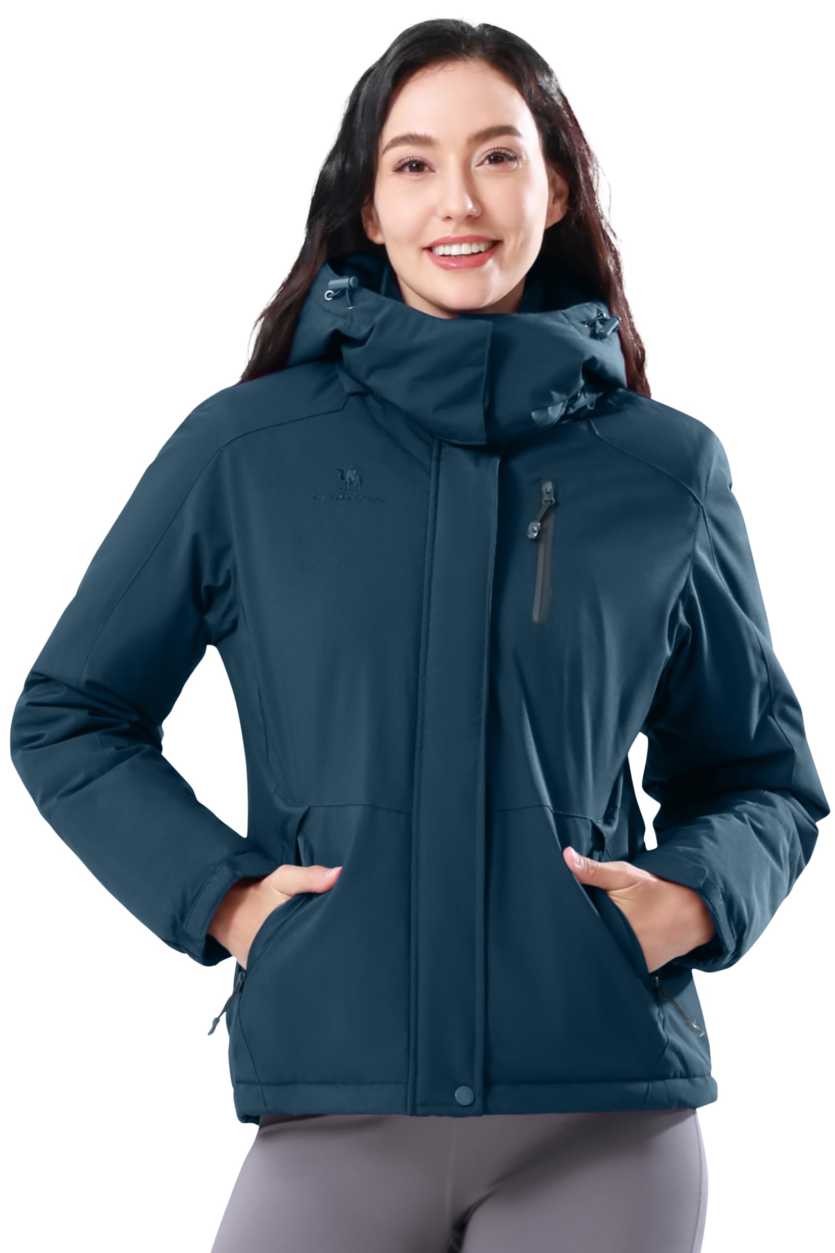 CAMELSPORTS Women's Waterproof Snow Ski Jakcet Fleece Warm Winter Coat Hooded Windproof Insulated Snowboarding Jacket