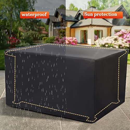 NOBLEMOOD 48 INCH Propane Fire Pit Outdoor Fire Table w/Faux Ledgestone Base, 50,000 BTU Gas Fire Pit Table w/Aluminum Table Top, Waterproof Cover for Outdoor, Patio, Garden, CSA Certification