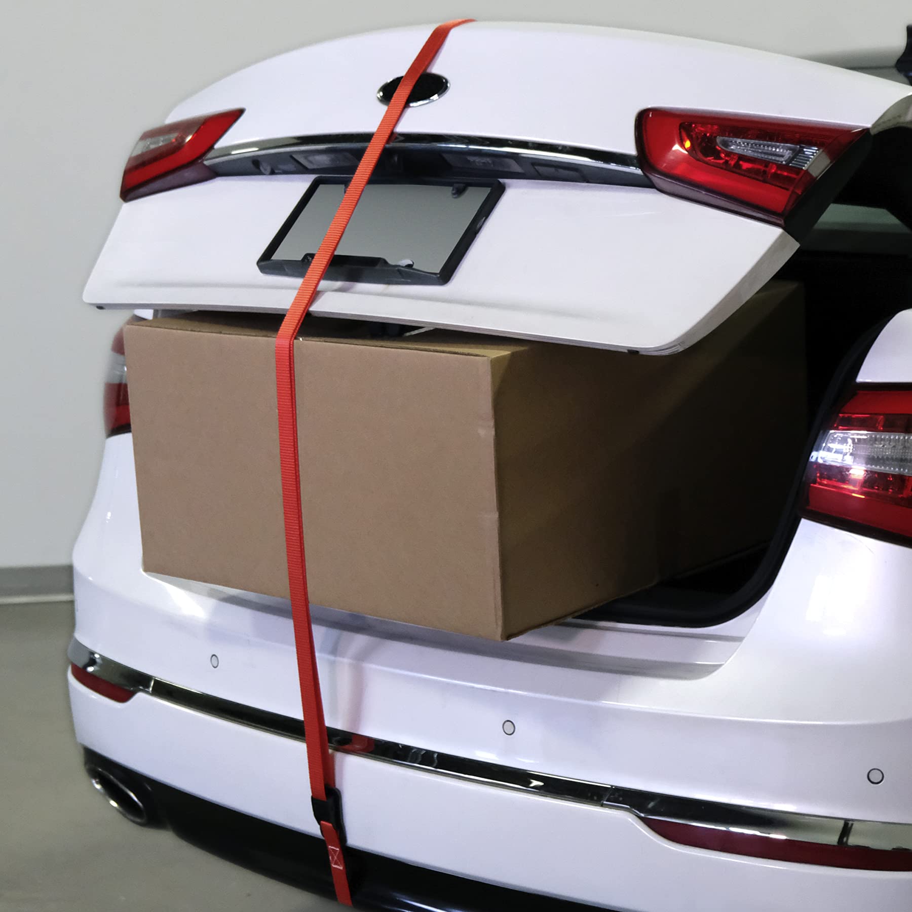 Jack's Trunk Strap by Wrap-It Storage - 12 ft. Trunk Strap (Red) - Heavy Duty Trunk Tie Down Strap with Cam Buckle for Sedan Car Trunks to Secure Cargo