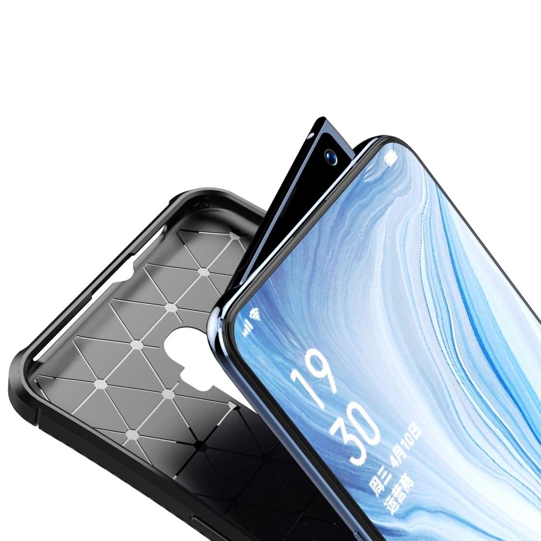 Oppo Accessory for Oppo Reno2 Carbon Fiber Texture Shockproof TPU Case(Black) (Color : Black)