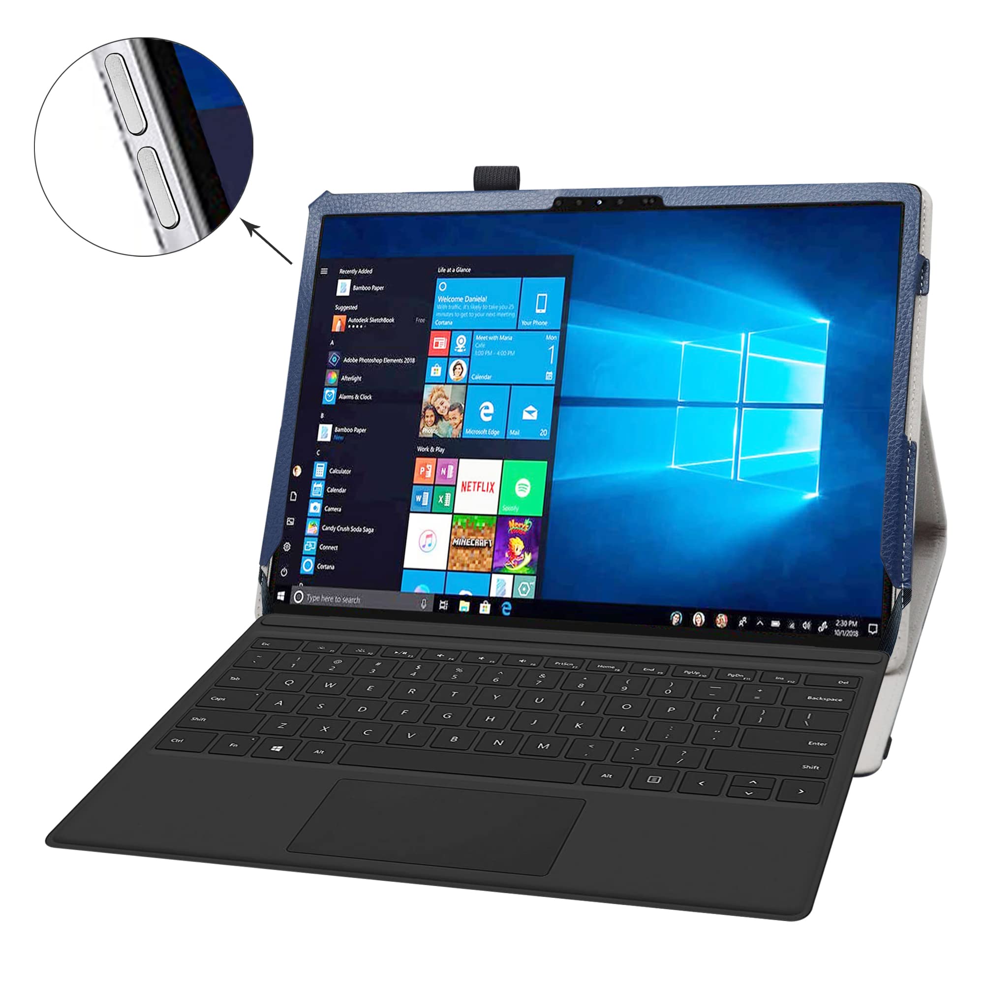 Bige for Latitude 7320 Detachable Case,PU Leather Folio 2-Folding Stand Cover for Dell Latitude 7000 7320 Detachable 13" 2-in-1 (2021) Tablet (Not fit Other Dell Laptop),Dark Blue