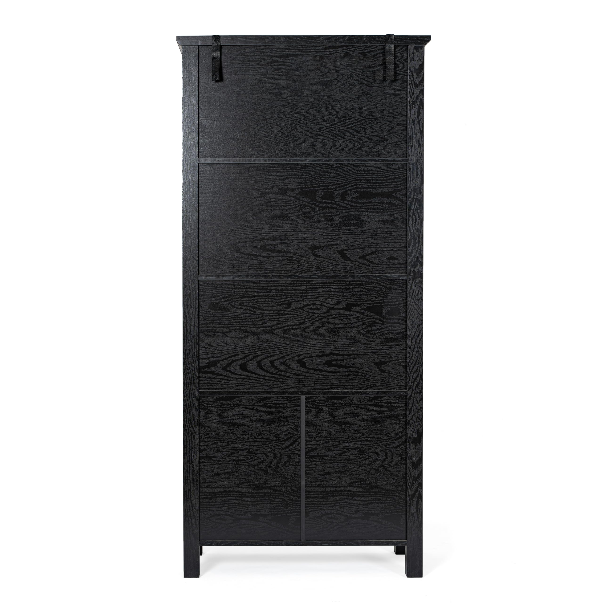 EMMA + OLIVER Dassie Bookcase Storage Cabinet, 2 Glass Doors & 3 Storage Shelves, Wood Bookshelf Cabinet for Living Room, Bedroom, Home Office, 67.75" H, Black