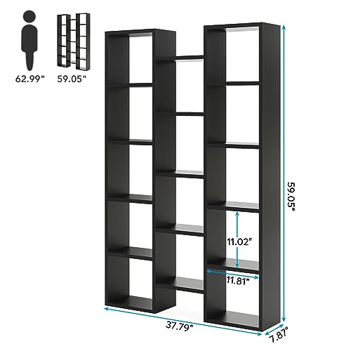 LITTLE TREE 14 Cube Bookshelf Bookcase for Small Space,Black