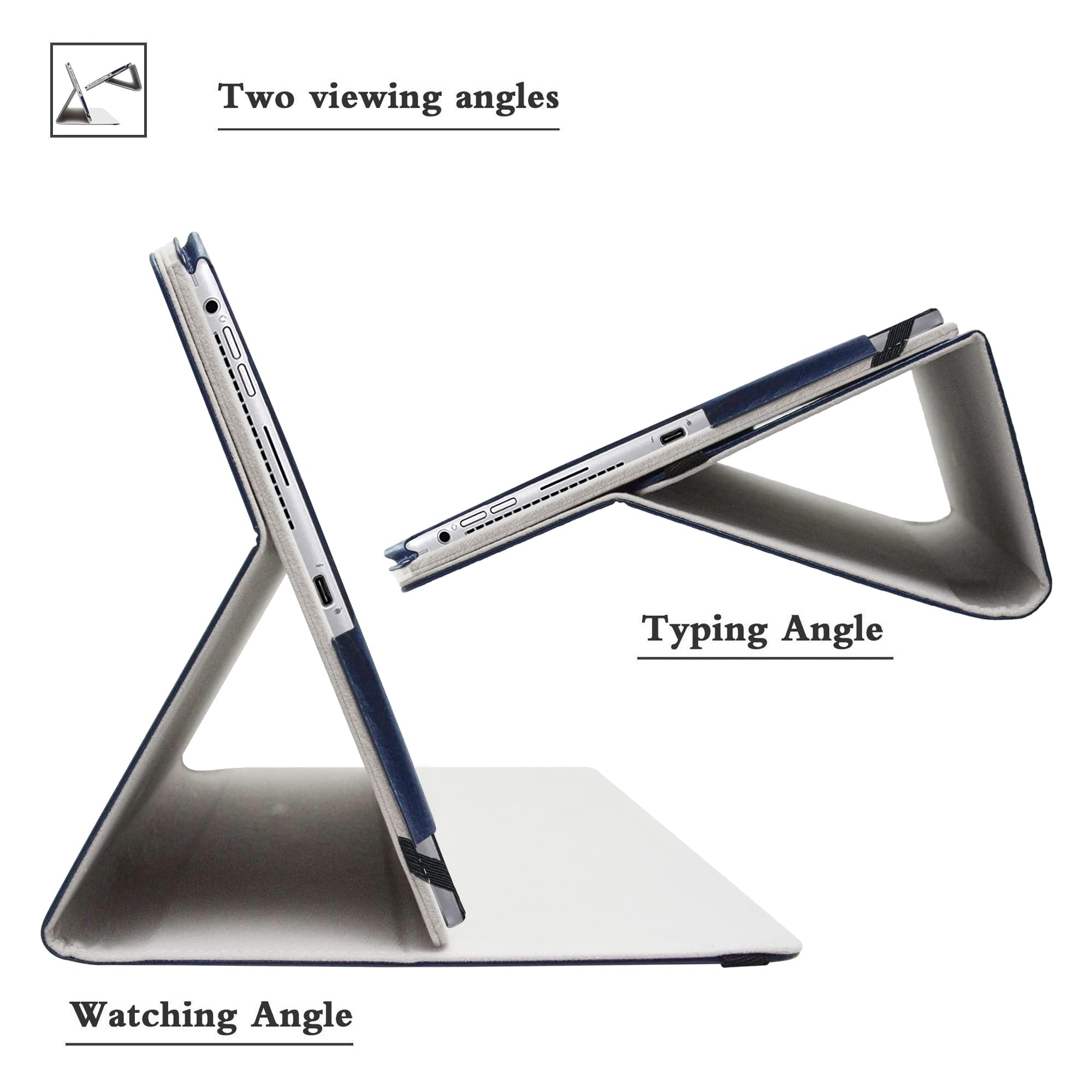 Bige for Latitude 7320 Detachable Case,PU Leather Folio 2-Folding Stand Cover for Dell Latitude 7000 7320 Detachable 13" 2-in-1 (2021) Tablet (Not fit Other Dell Laptop),Dark Blue