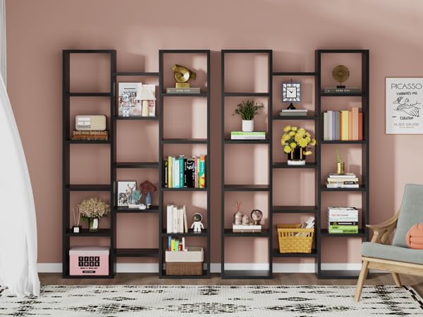 LITTLE TREE 14 Cube Bookshelf Bookcase for Small Space,Black