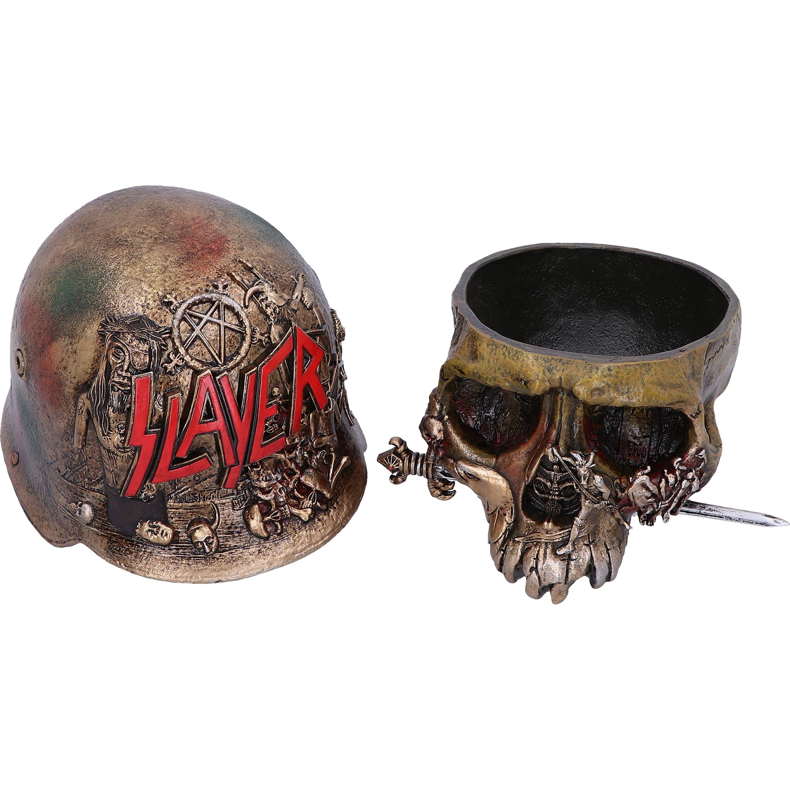 Nemesis Now Slayer Helmet Skull Trinket Box 17.5cm, Resin, Bronze, Officially Licensed Slayer Merchandise, Skull Trinket Box, Spacious Yet Stylish, Cast in The Finest Resin, Expertly Hand-Painted