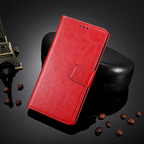 Leather Case for Oppo Reno2, Wallet Case for Oppo Reno2 Flip PU Leather Cover, Magnetic Buckle Protection Phone Cover for Oppo Reno2 Case Red