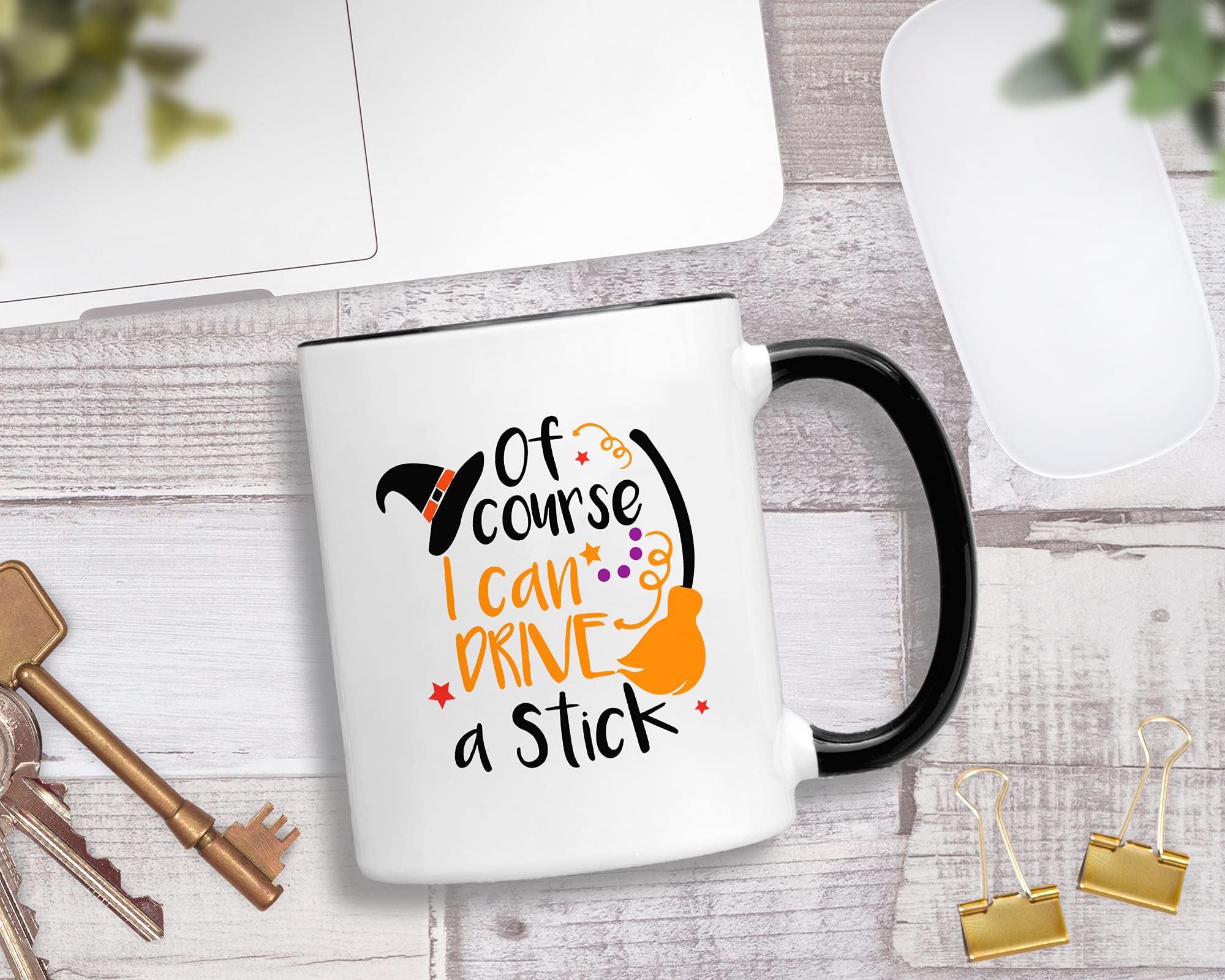 Casitika Witch Gifts. Halloween Themed Witch Mug. Of Course I Can Drive A Stick 11 Oz Pun Cup For Friend Or Coworker.