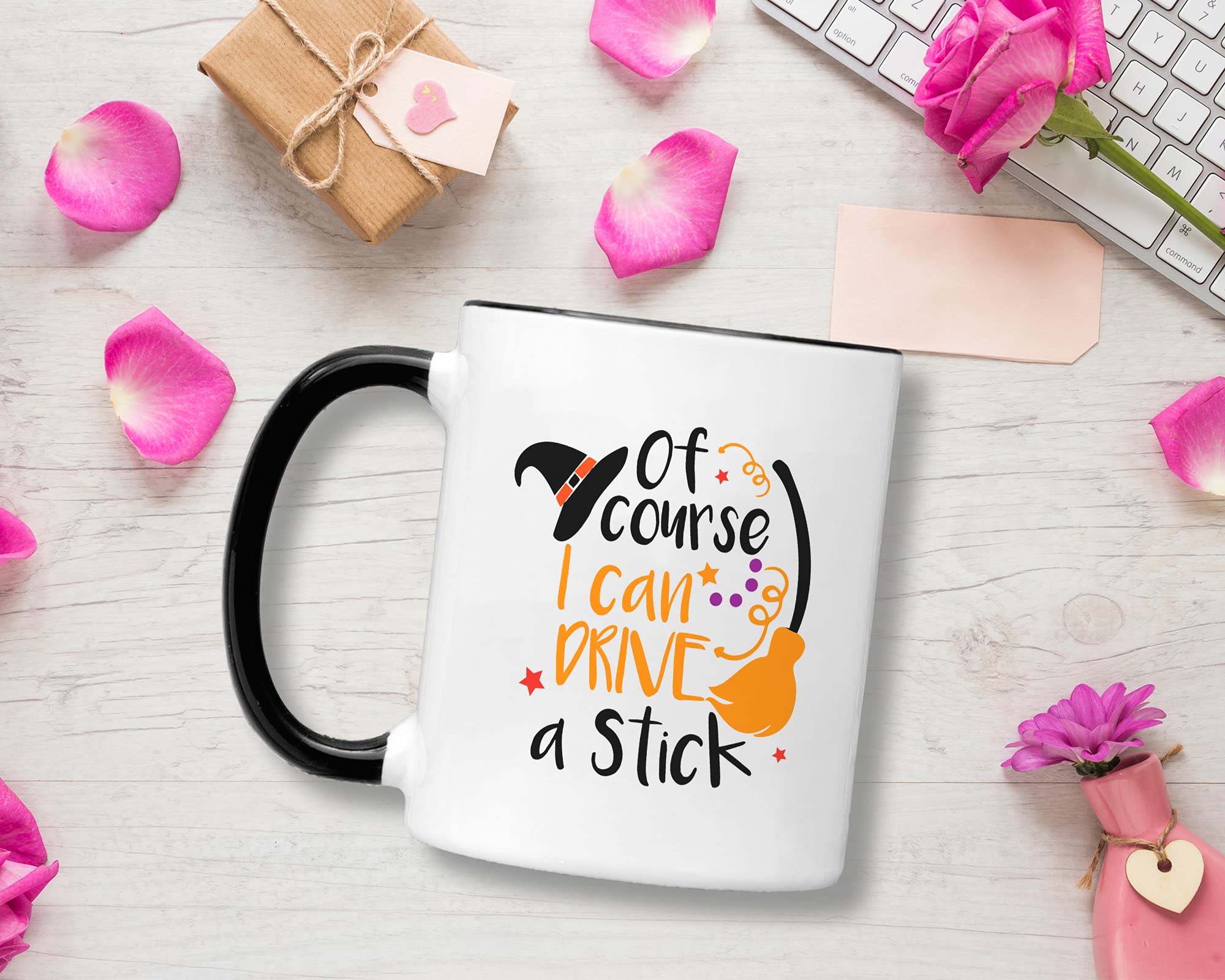 Casitika Witch Gifts. Halloween Themed Witch Mug. Of Course I Can Drive A Stick 11 Oz Pun Cup For Friend Or Coworker.