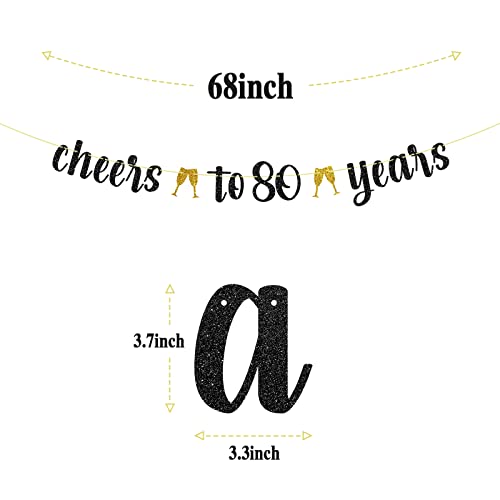 Glitter Cheers to 80 Years Banner, 80th Birthday Decorations for Men or Women, 80th Birthday Banner, 80th Birthday Garlands Bunting Decor