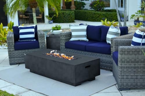 56" Modern Concrete Outdoor Propane Gas Fire Pit Table in Gray