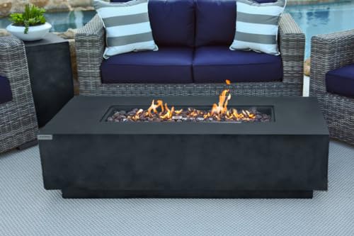 56" Modern Concrete Outdoor Propane Gas Fire Pit Table in Gray