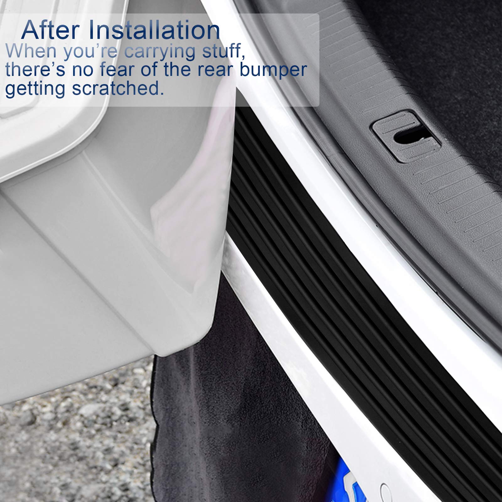 Matericuo Car Rear Bumper Guard Protector Anti-Collision Patch Anti-Scrape Rubber Universal Trunk Door Entry Guards for SUV/Cars Non Slip Black with Tape 38 inch