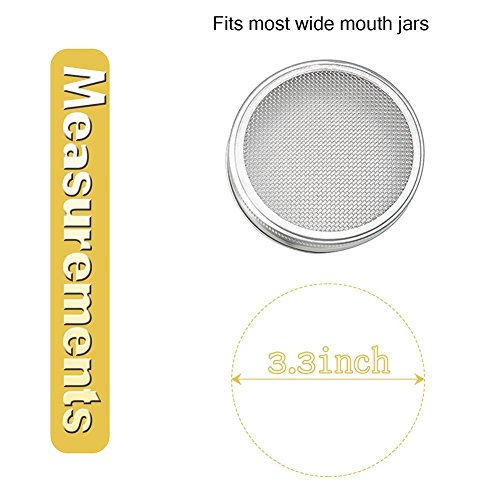 Sprouting Jar Strainer Lid - For Growing Organic Sprouts & Sprouter Screens - 304 Stainless Steel