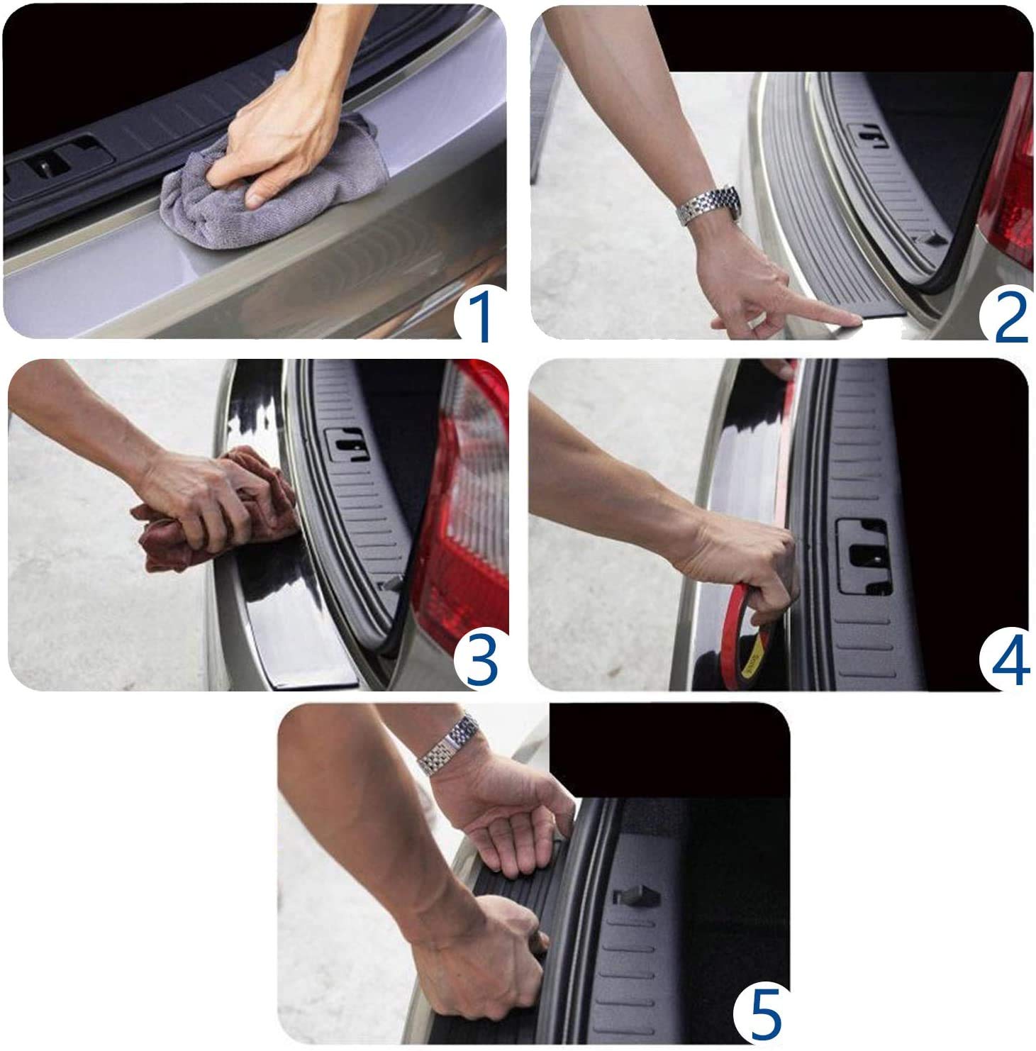 Matericuo Car Rear Bumper Guard Protector Anti-Collision Patch Anti-Scrape Rubber Universal Trunk Door Entry Guards for SUV/Cars Non Slip Black with Tape 38 inch