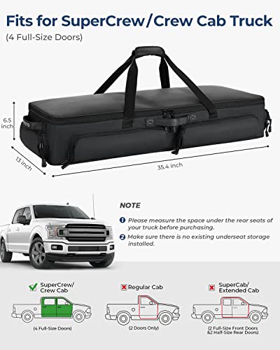ISSYAUTO Under Seat Storage Bag for F150 F250 SuperCrew Cab, Ram Crew Cab, Full Size Trucks Under Seat Organizer with Detachable Dividers