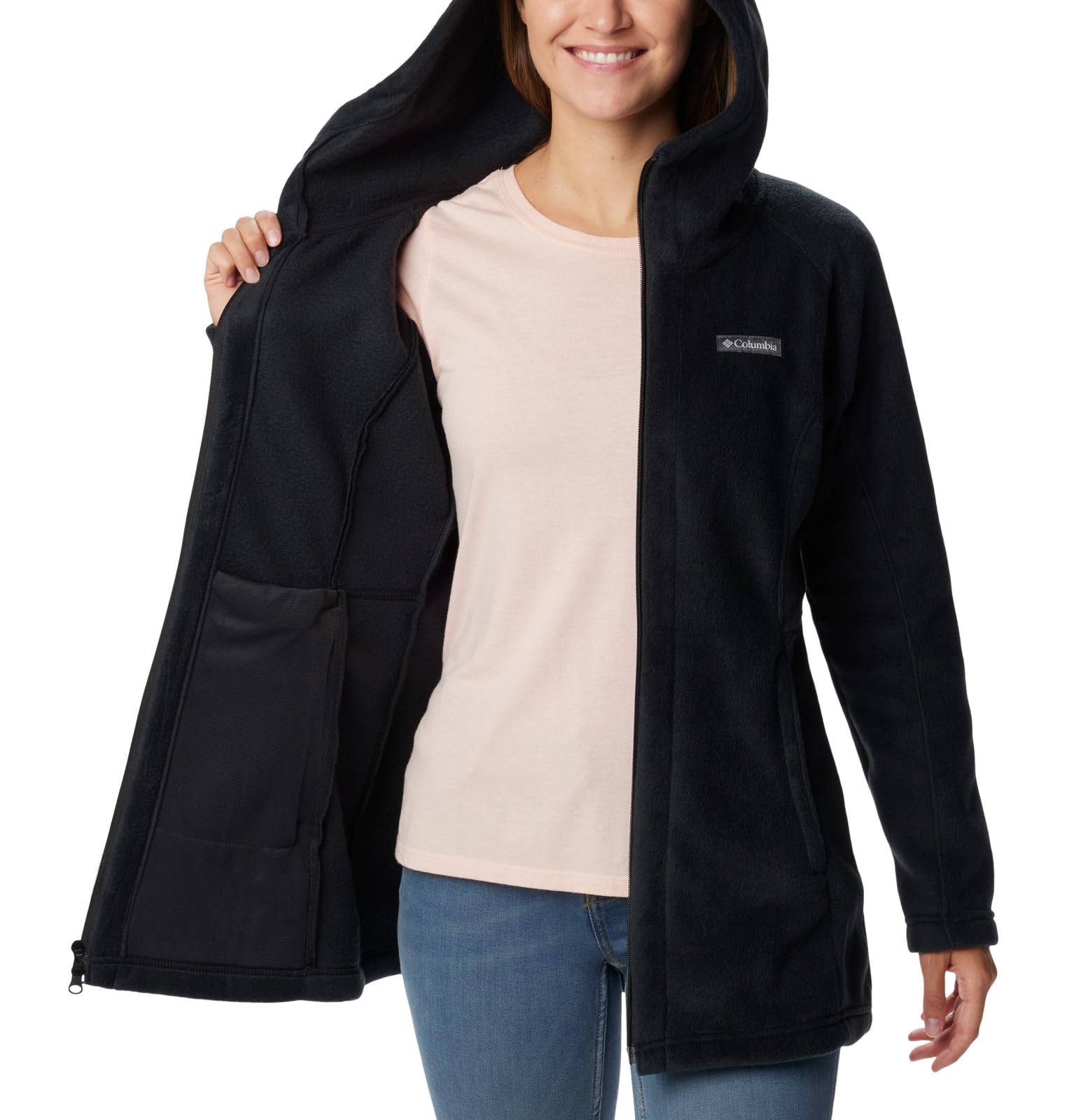 Columbia Womens Benton Springs II Long Full Zip Fleece Hoodie, Black, 3X