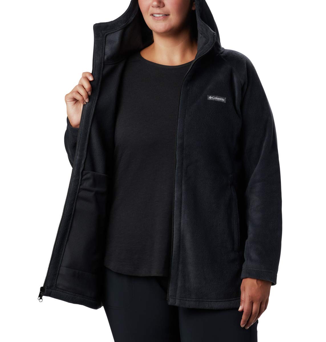 Columbia Womens Benton Springs II Long Full Zip Fleece Hoodie, Black, 3X