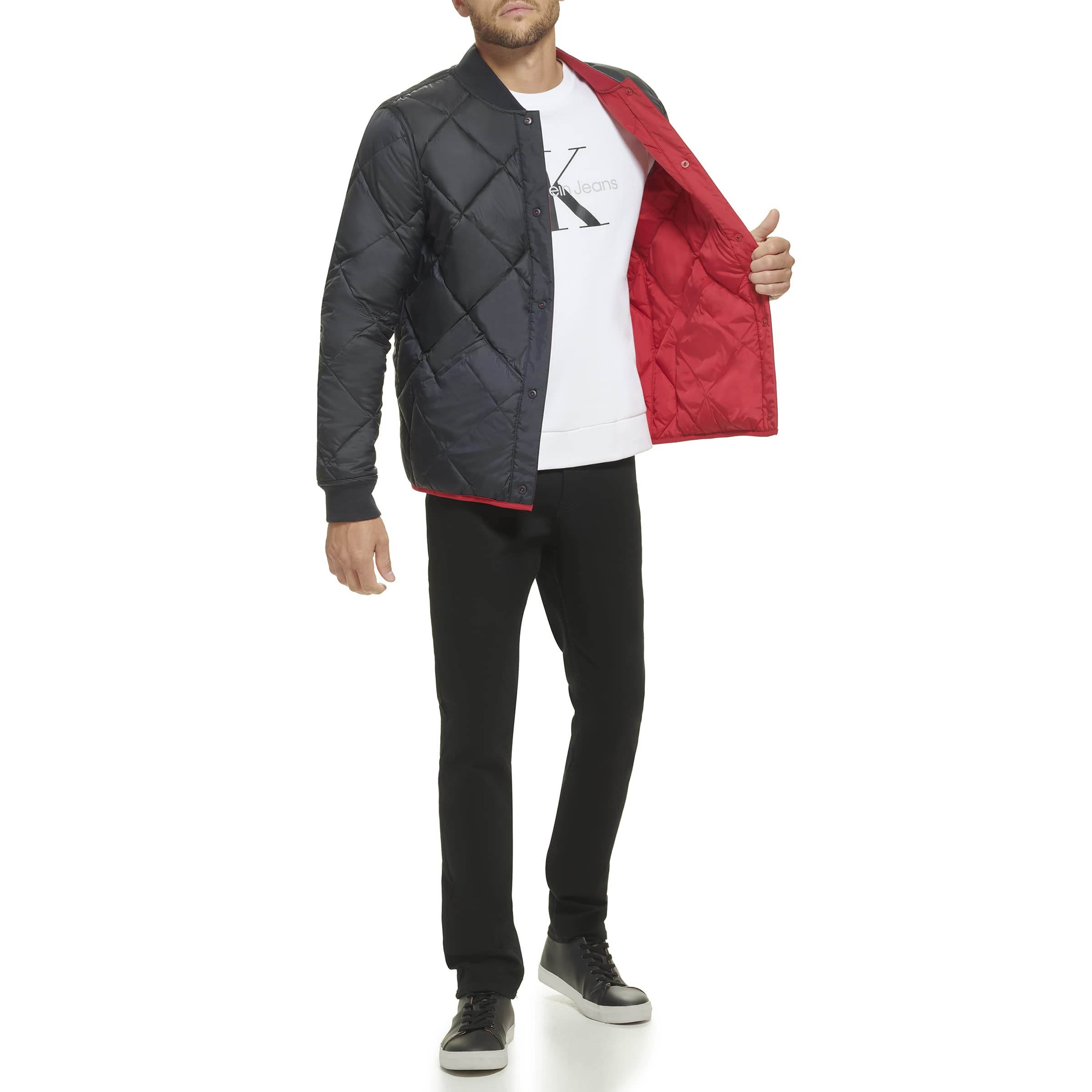 Calvin Klein Men's Reversible Diamond Quilted Jacket, Deep Red, Small