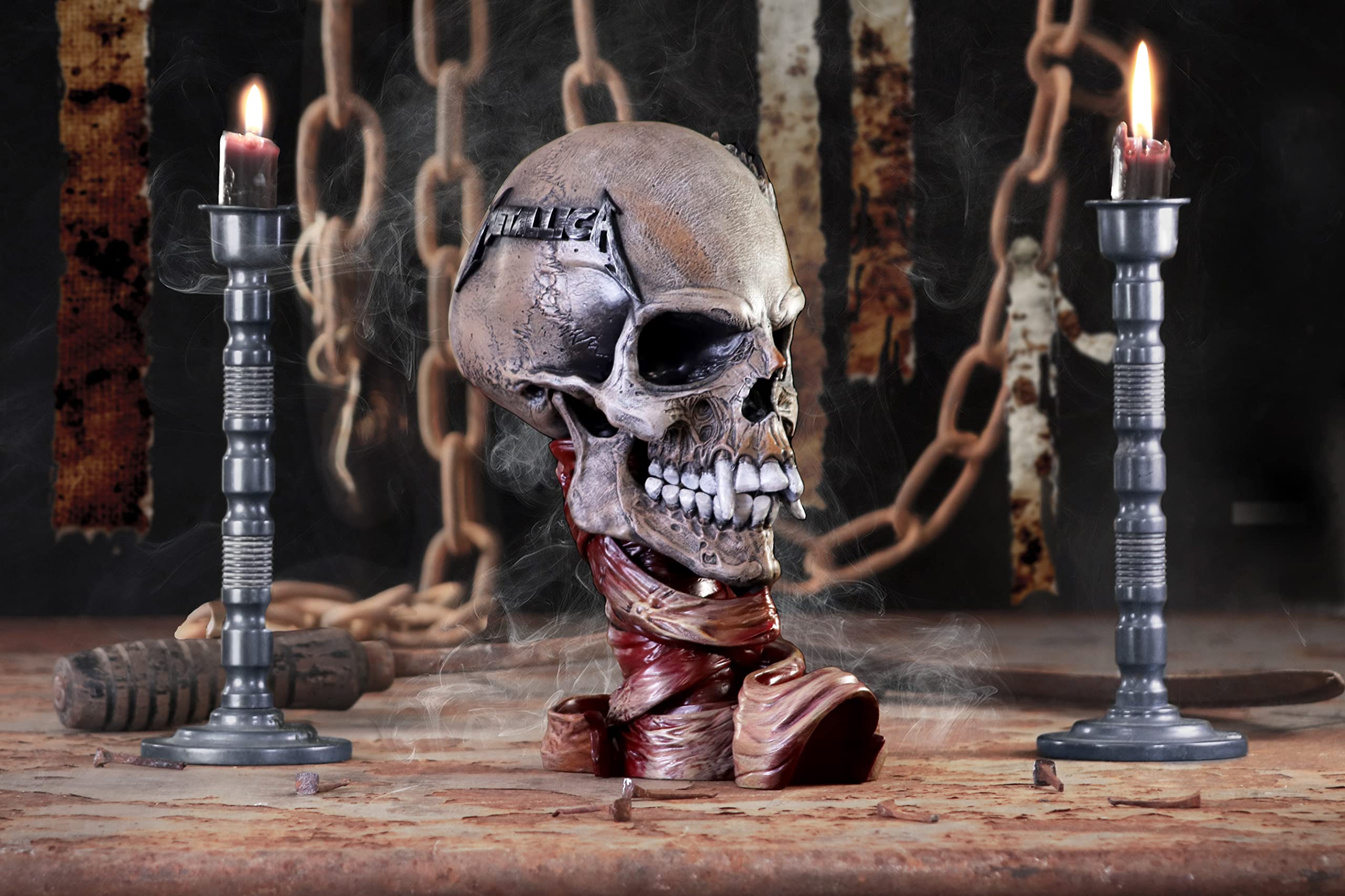 Nemesis Now Metallica Pushead Skull Statue, Metallica Collectible, Sad But True Inspired Skull, Heavy Metal Decor, Hand-Painted Resin, 23.5cm