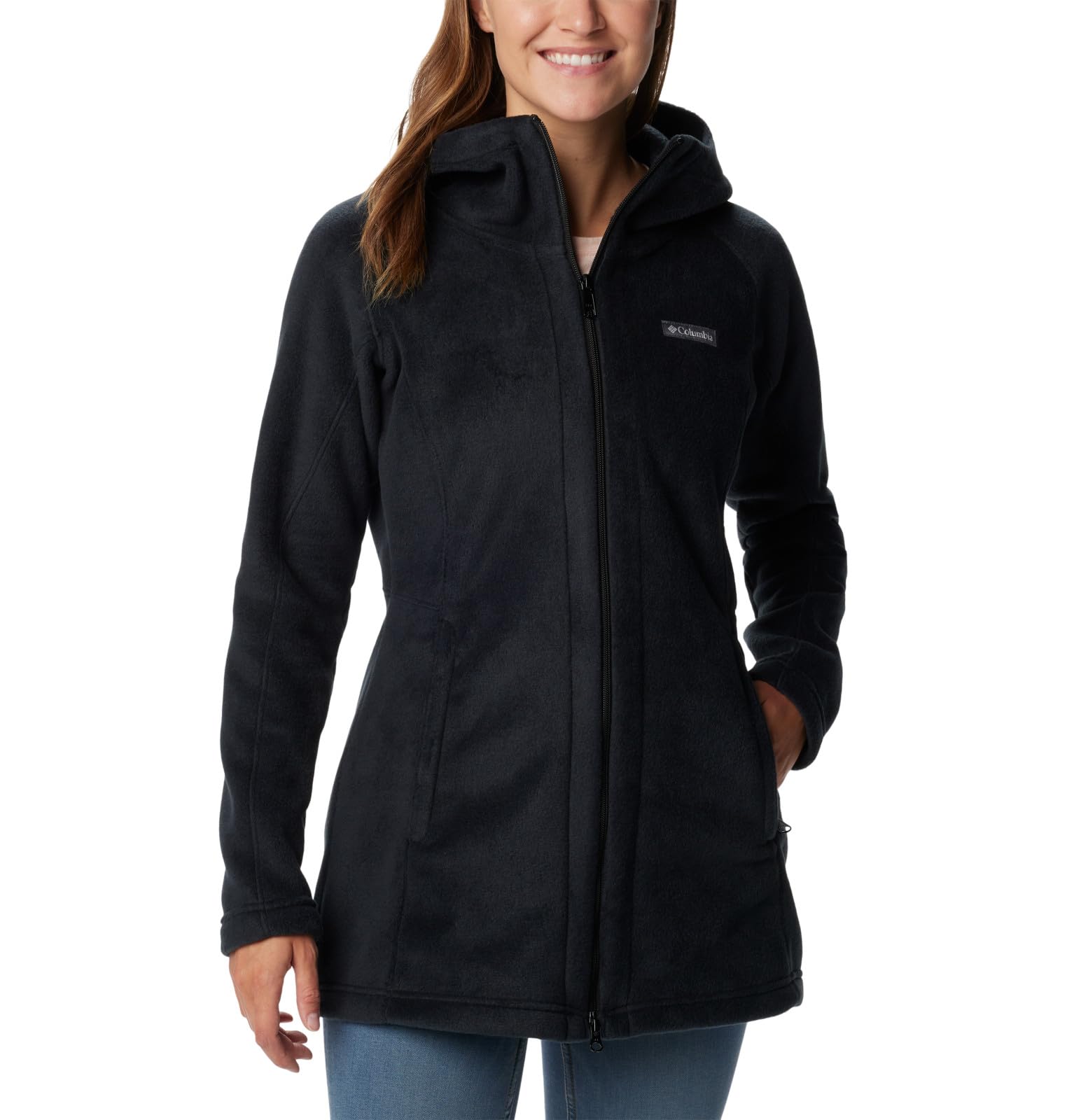 Columbia Womens Benton Springs II Long Full Zip Fleece Hoodie, Black, 3X