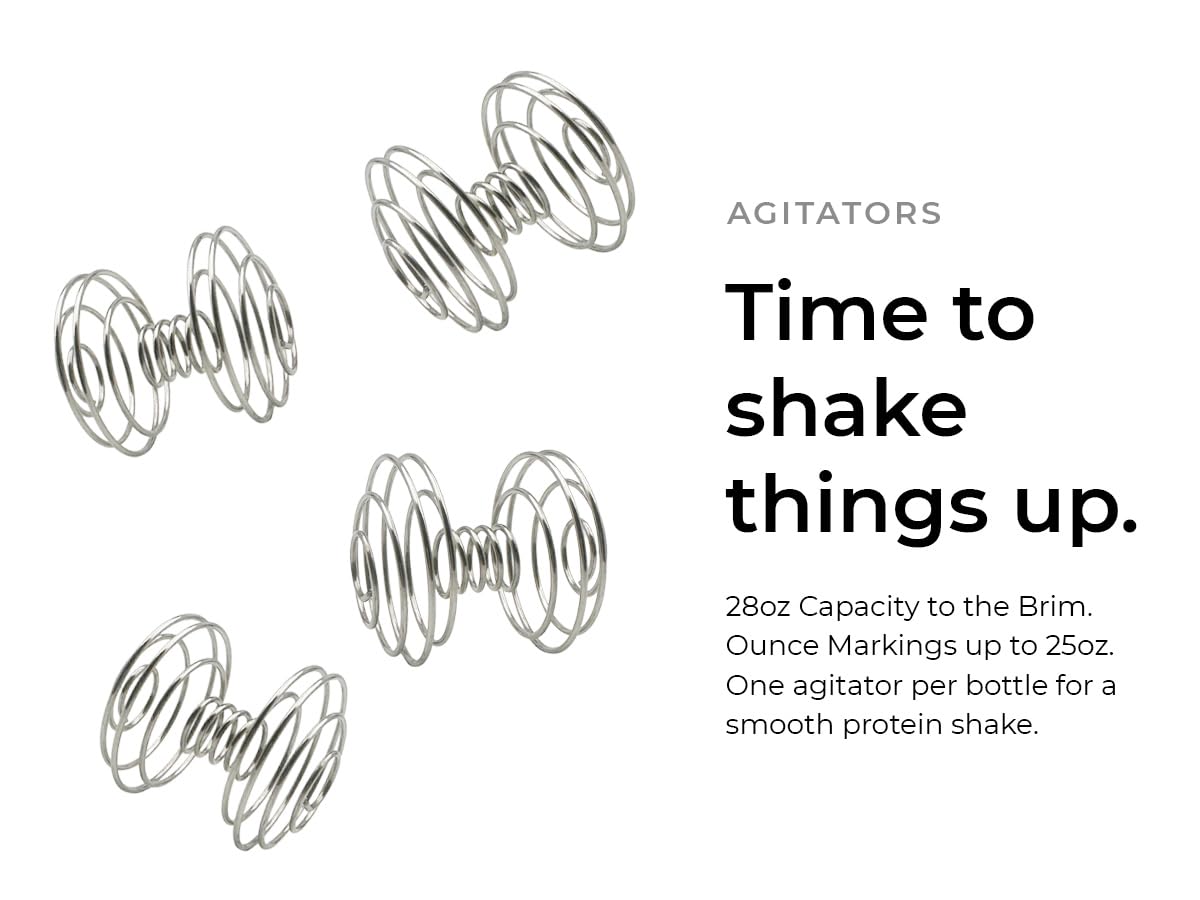[4 Pack] 28oz Protein Shaker Bottle with Motivational Quotes (Black, White, Silver, Gold) |Shaker Cup with 4x Wire Mixers | Shaker for Protein Mixes Pack is BPA Free, Leak Proof and Dishwasher Safe