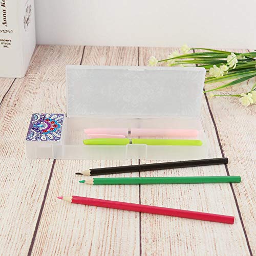 2 Grid Clear Plastic Jewellery Box Storage Organizer, DIY Diamond Painting Kits, Mandala Lid Craft Storage Boxes Pencil Cases with Compartments (K)