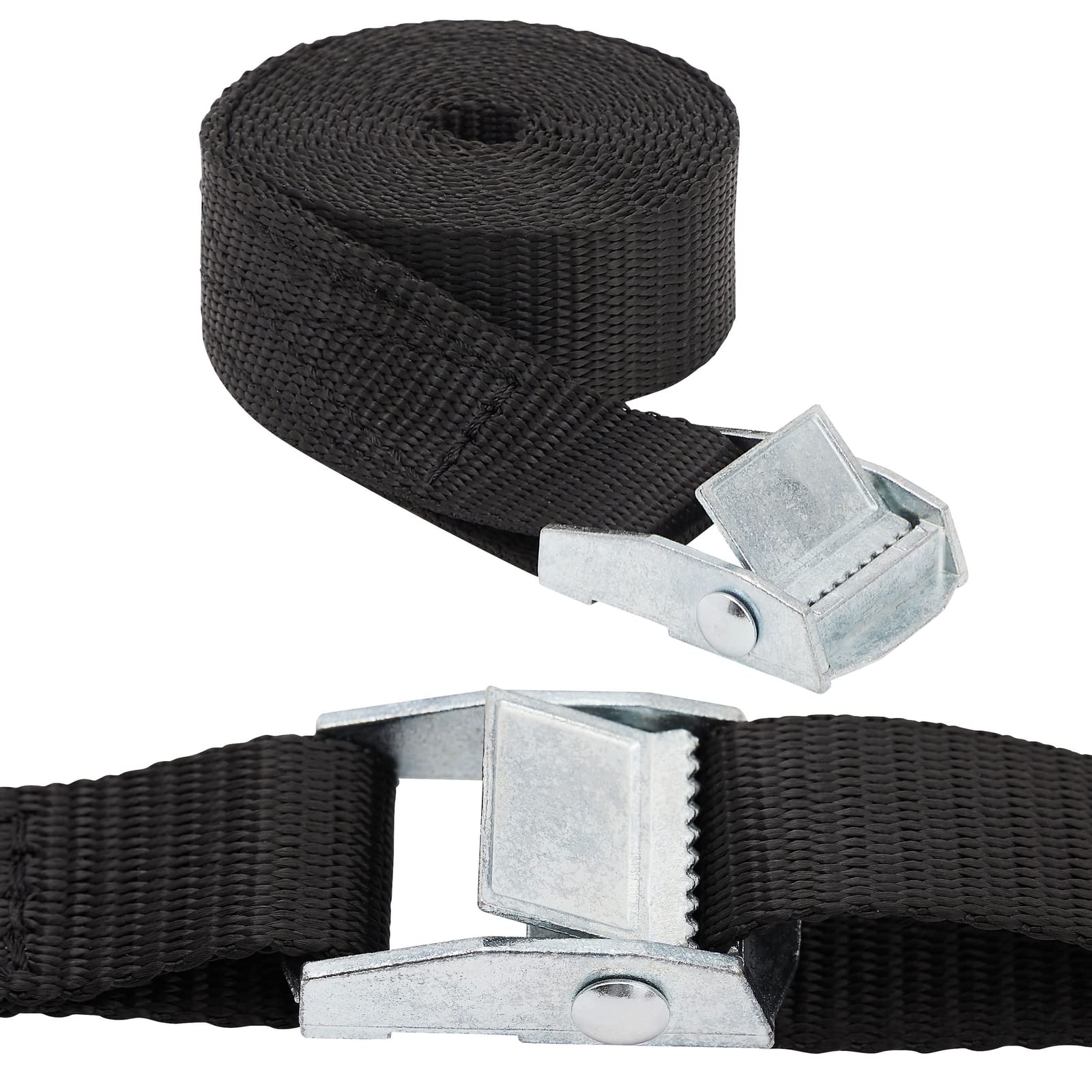 Built Industrial 8 Pack Kayak Tie Down Straps, Lashing Straps with Buckles for Bike, Luggage, and Cargo (6.5 FT, Black)