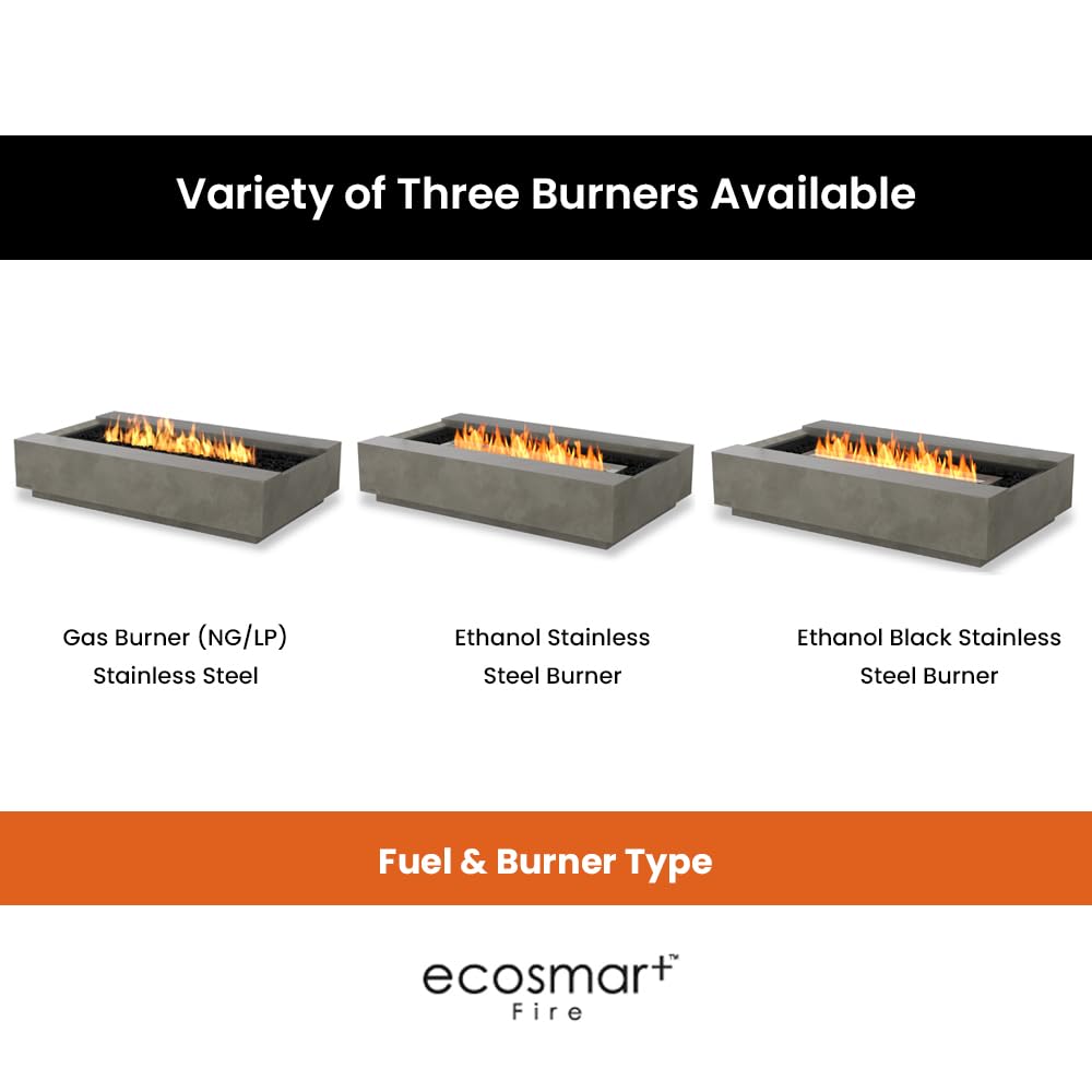 Eco Smart | Cosmo 50 Fire Pit Table | Natural Color | Ethonal Stainless Steel Gas Burner | Elegant Curved Design with Versatile Wide Lip | Complements Any Decor and Setting