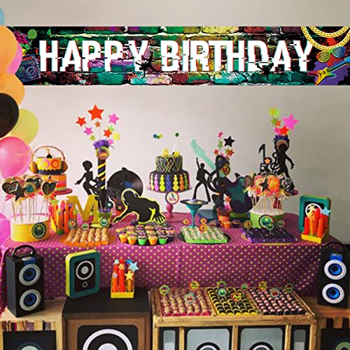 MEFENG 80's 90's Birthday Hip Hop Theme Happy Birthday Backdrop Radio Fashion Colorful Birthday Decorations -9.8x1.6 ft.