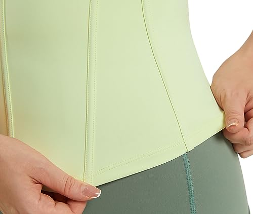 Workout Tops for Women Corset Yoga Tops Atheltic Camisole Tank Top with Built-in Bra White Jade