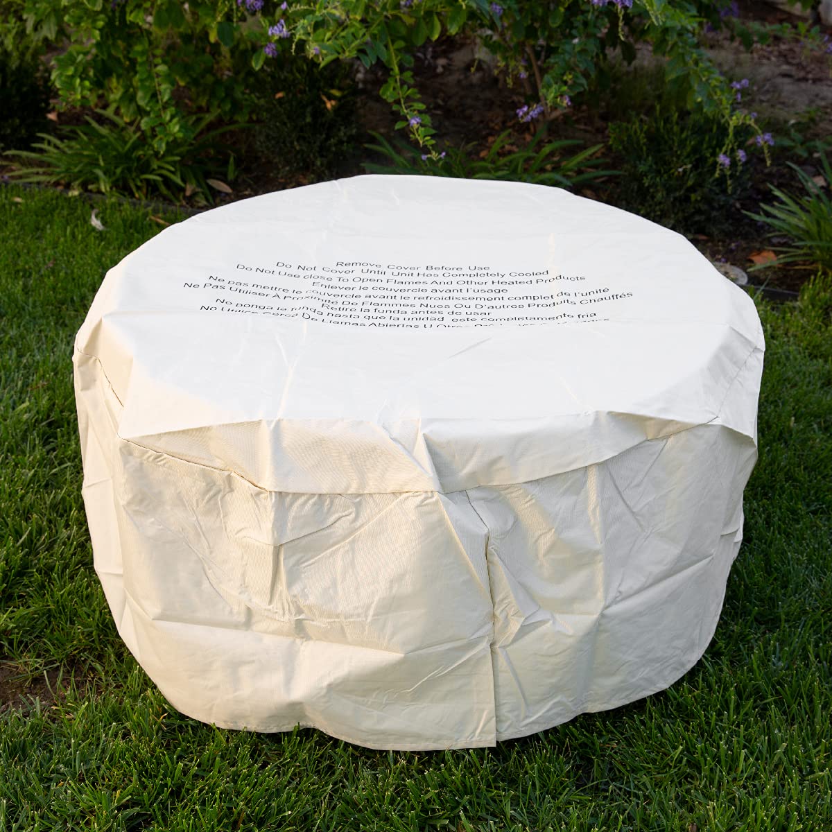 Barton 40,000 BTU Concrete Outdoor Gas Fire Pit Propane Firepit Lava Rocks and PVC Cover, 27.5 Inch Round Fitpit