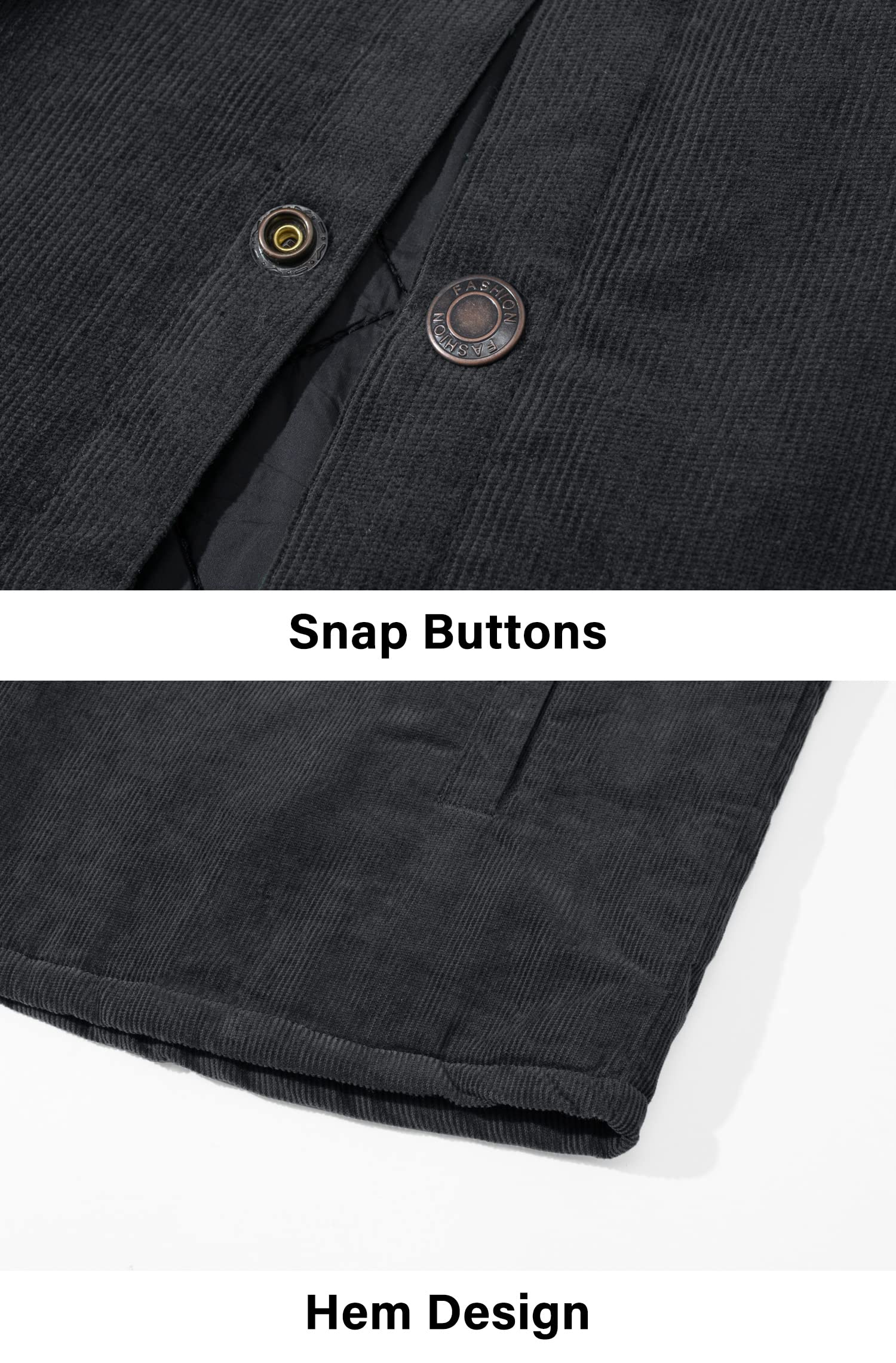 MAGCOMSEN Men's Corduroy Jacket Hoodies Quilted Lined Button-Down Casual Shirt Jackets Cotton Warm Winter Coat 5 Pockets